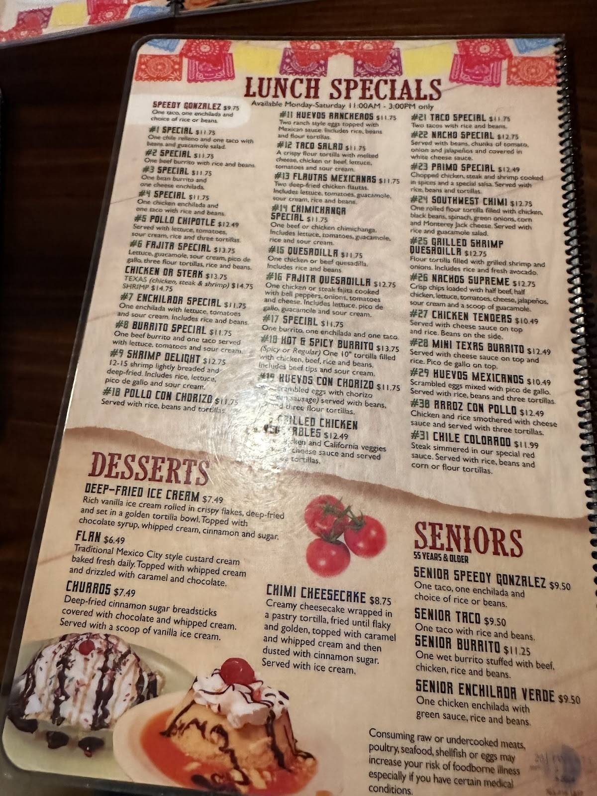 Menu at El Burrito Feliz restaurant, Fremont