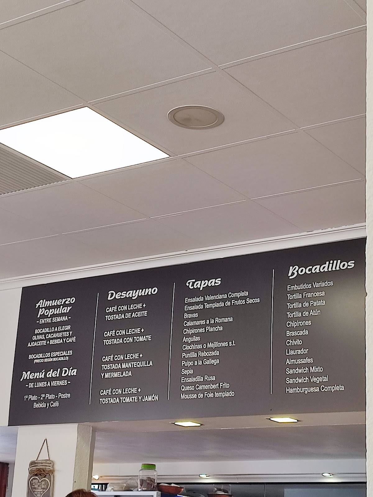 Carta de El CANTÓ Bar Restaurante, El Puig