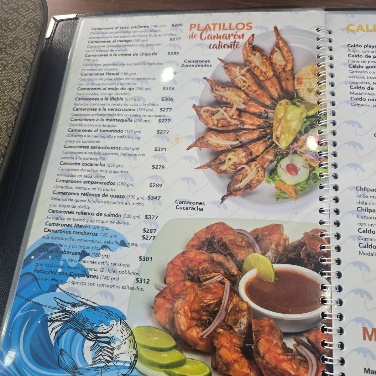Carta del restaurante El Camarón Guasaveño, San Jerónimo, Ciudad del México