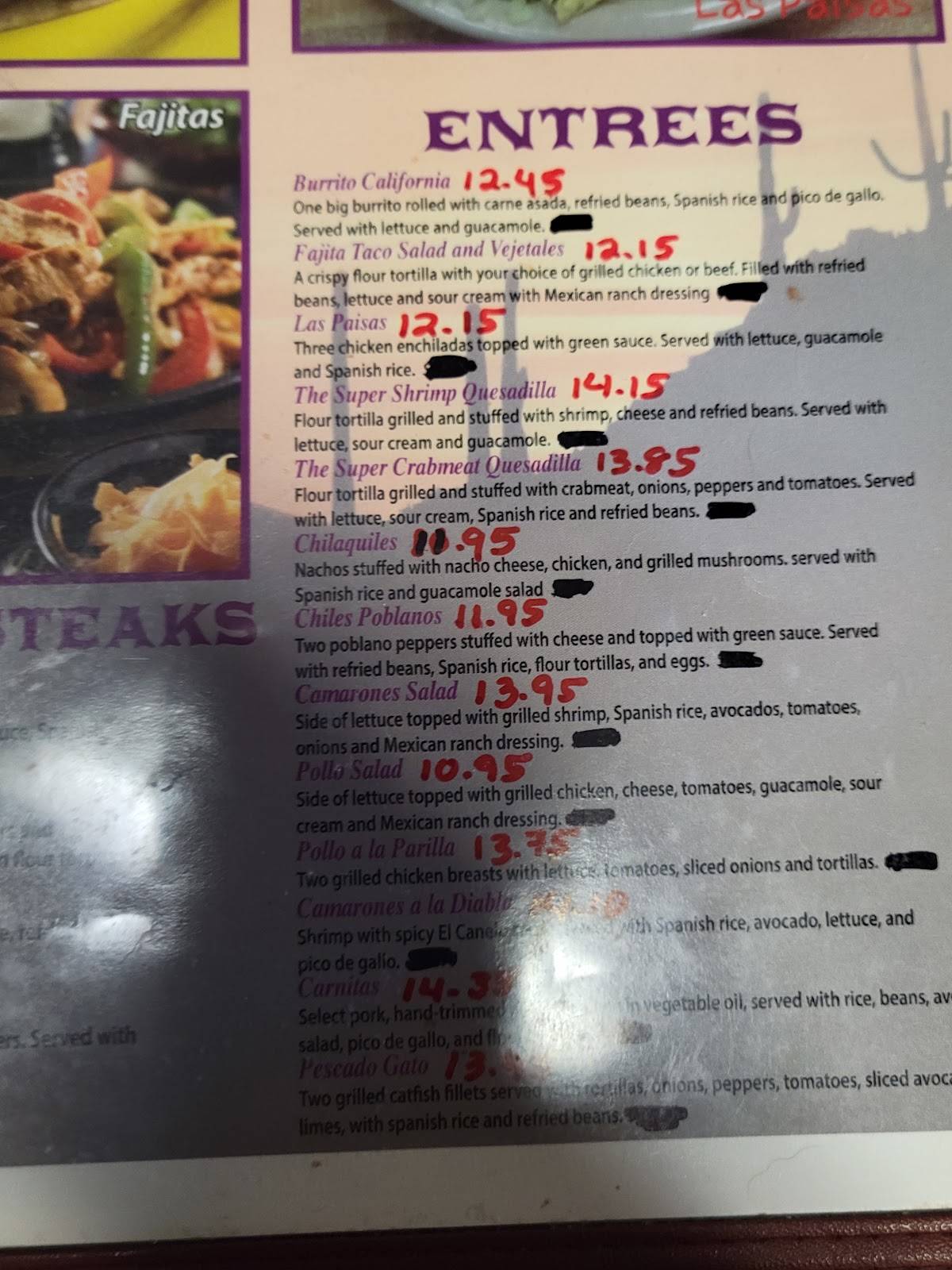Menu at El Canelo Mexican Restaurant, Erie, Buffalo Rd
