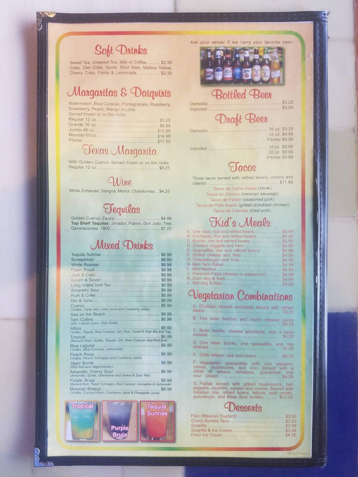 Menu at El Cañon Mexican Restaurant, Grove City
