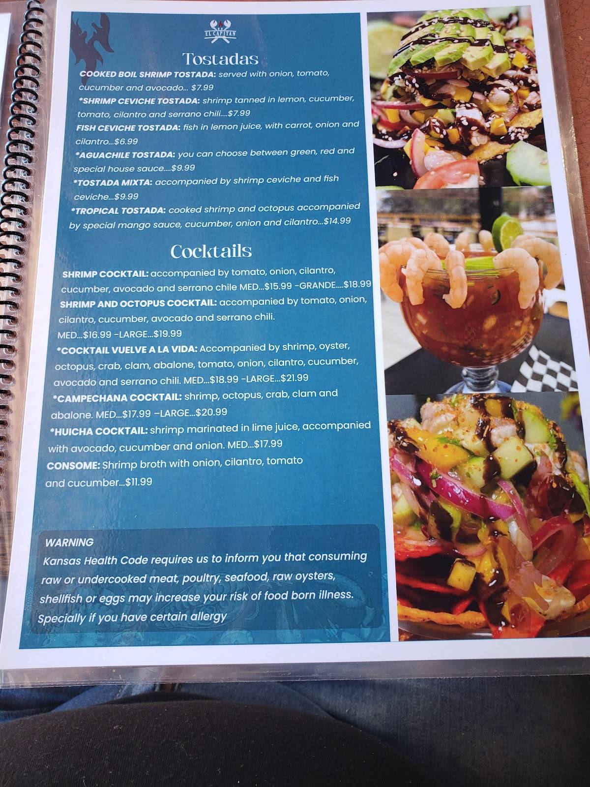 Menu at El Capitan Seafood and Grill restaurant, Wichita