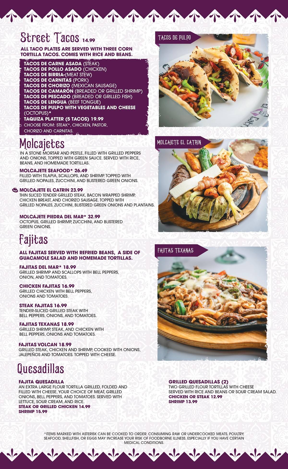 Menu at El Catrin Mexican Kitchen restaurant, Swansboro