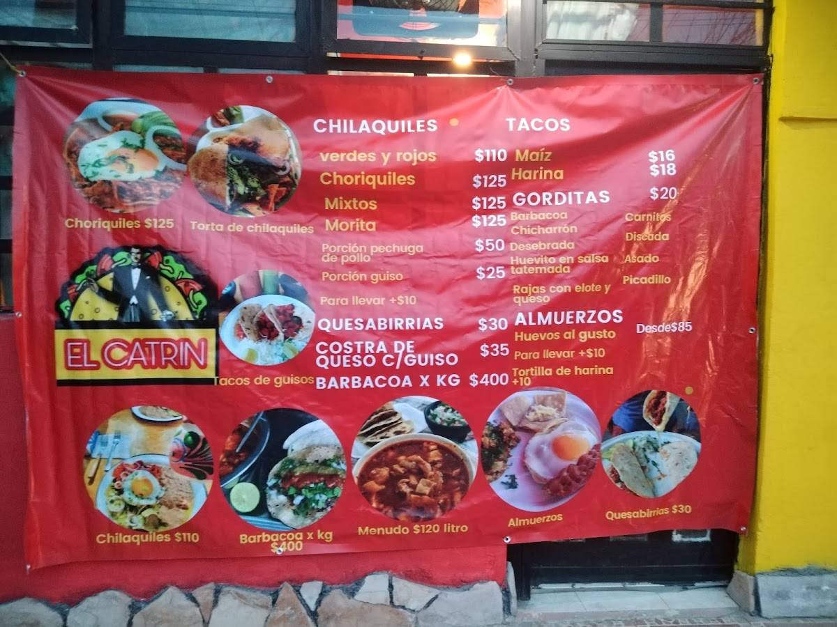 Carta del restaurante El Catrin suc. Xochimilco, Guadalupe
