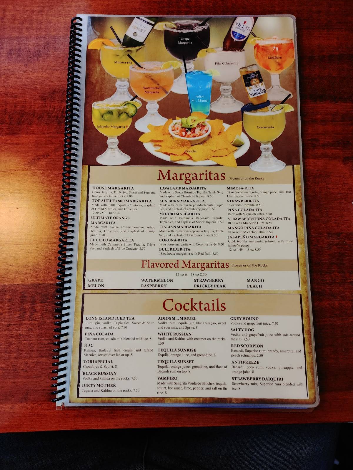 Menu at El Cielo restaurant, Loveland