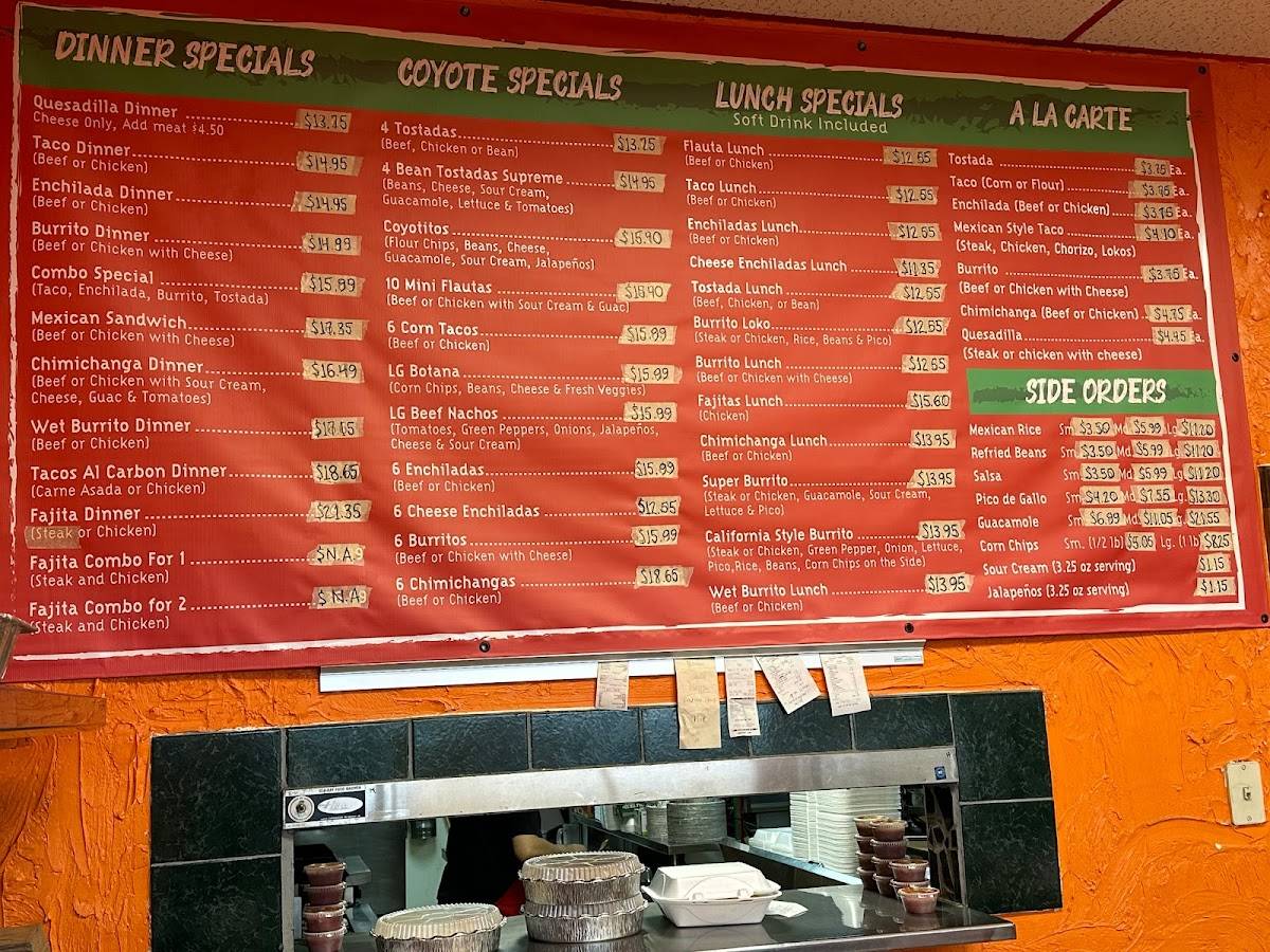 Menu at El Coyote Loko restaurant, Livonia