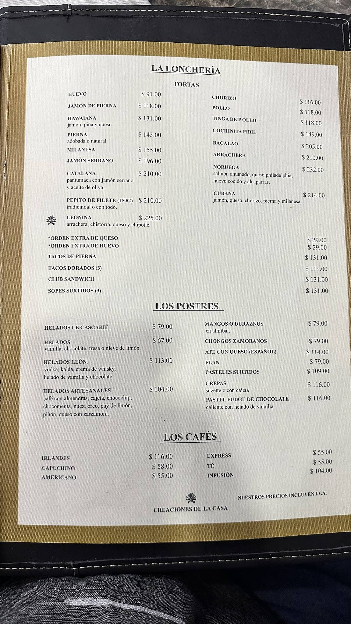 Carta del restaurante El Gran León del Oro, Ciudad del México, C ...