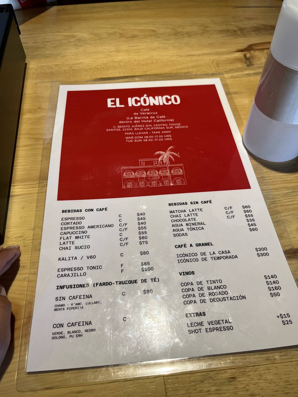 Menu at El Icónico Café, Todos Santos