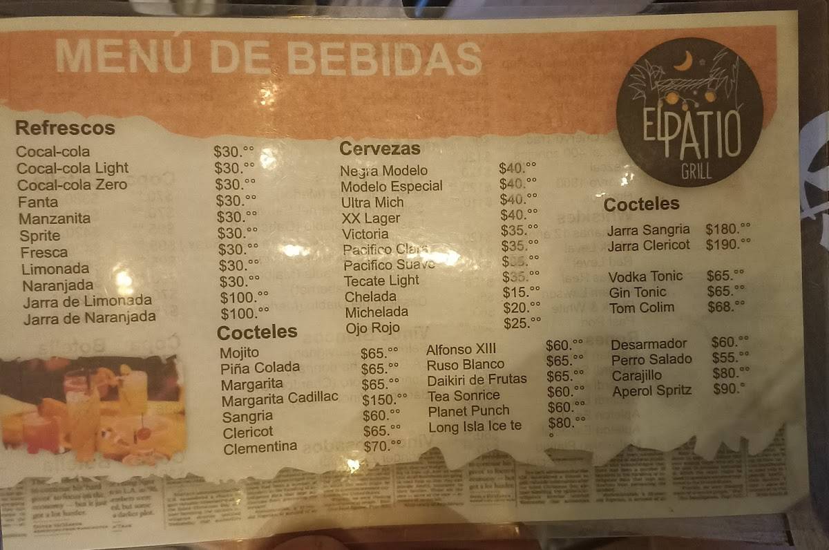 Carta del restaurante El Patio Grill Progreso, Progreso