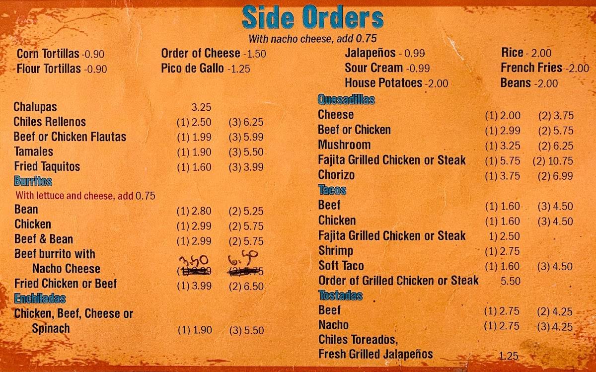 Menu at El Ranchito restaurant, Madison