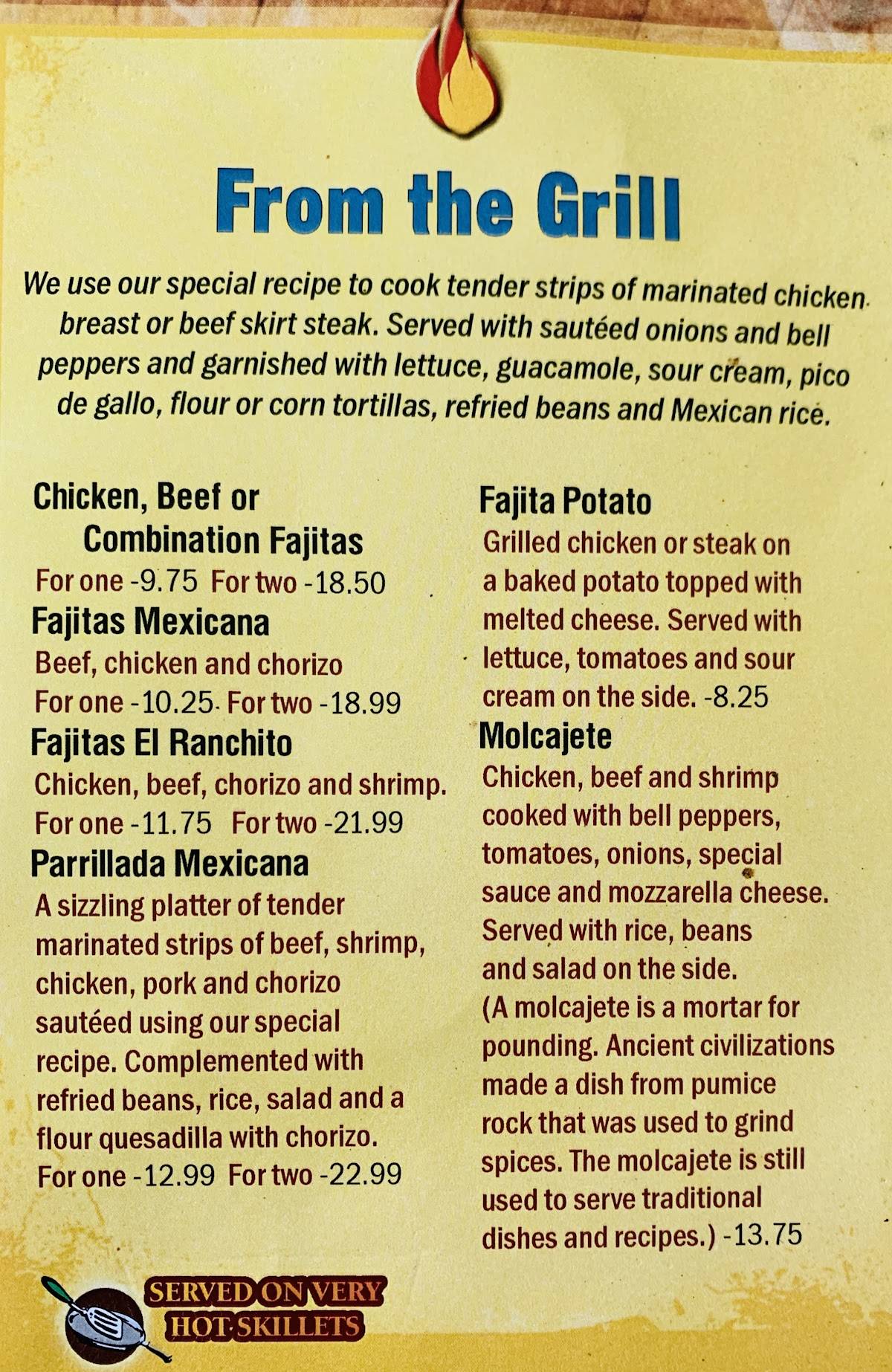 Menu at El Ranchito restaurant, Madison