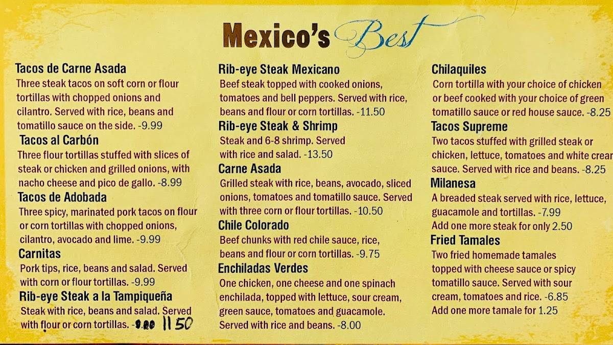 Menu at El Ranchito restaurant, Madison
