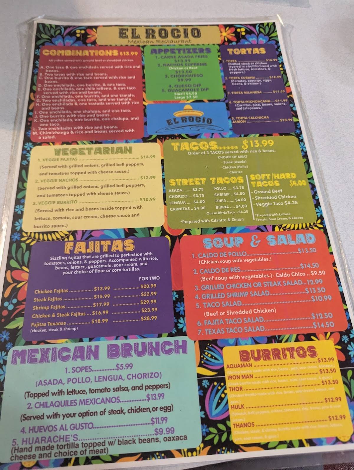Menu at El Rocio restaurant, East Point