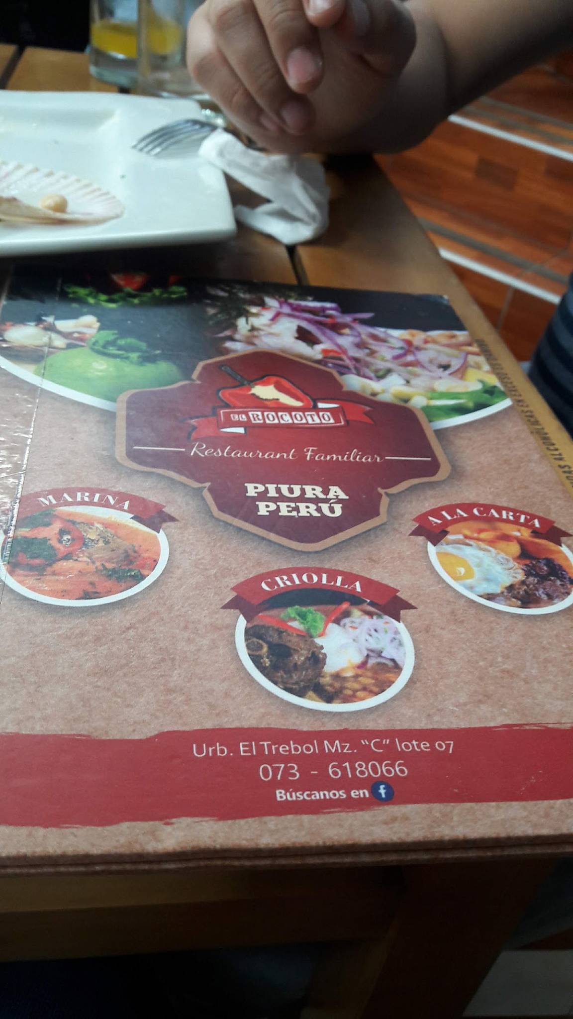 Carta del restaurante ¨El Rocoto¨, Piura