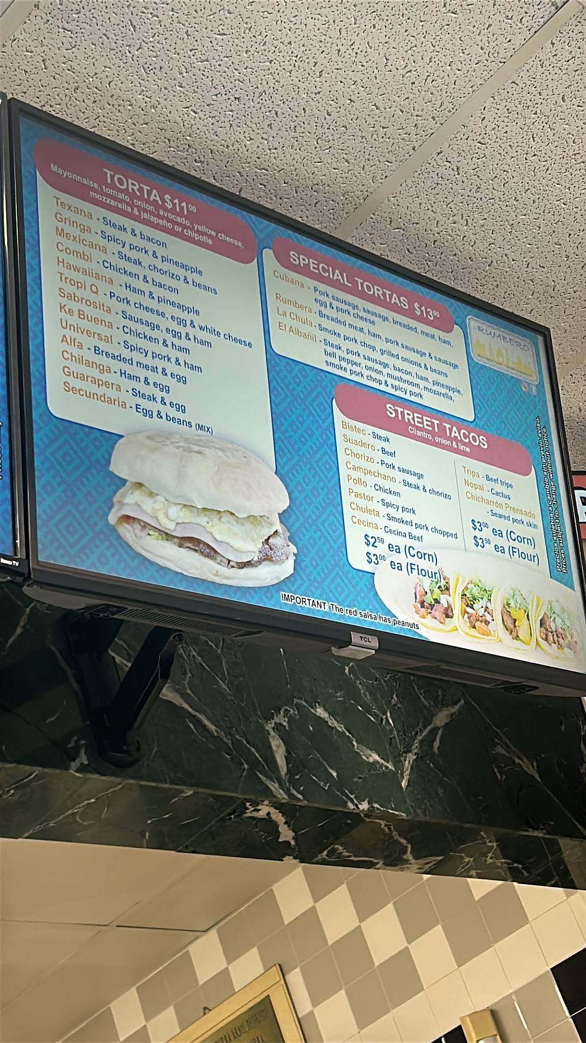 Menu at El Rumbero Taqueria restaurant, Carrollton, Marsh Ln Ste 114