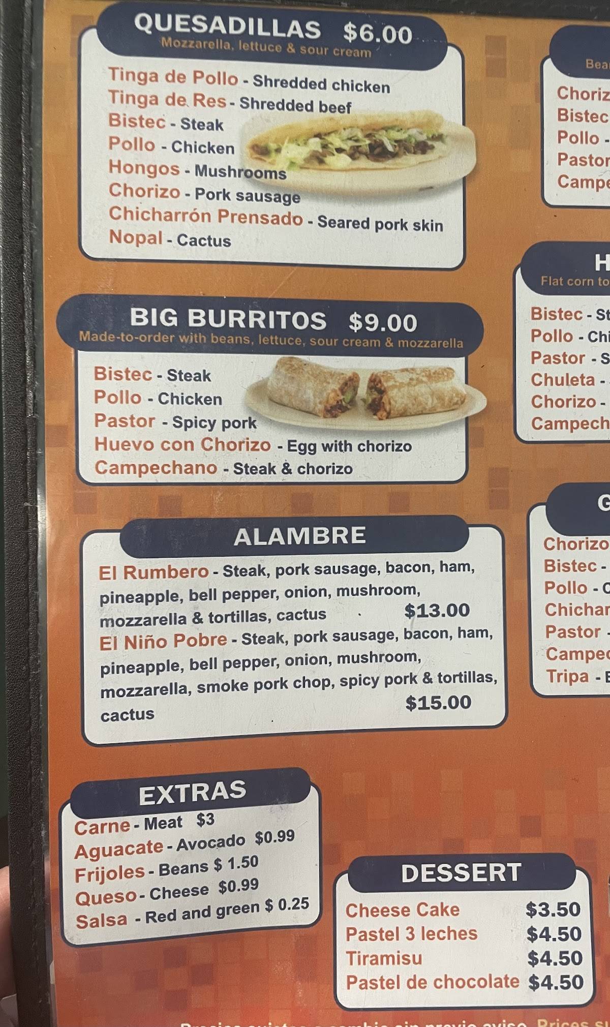 Menu at El Rumbero Taqueria restaurant, Carrollton, Marsh Ln Ste 114