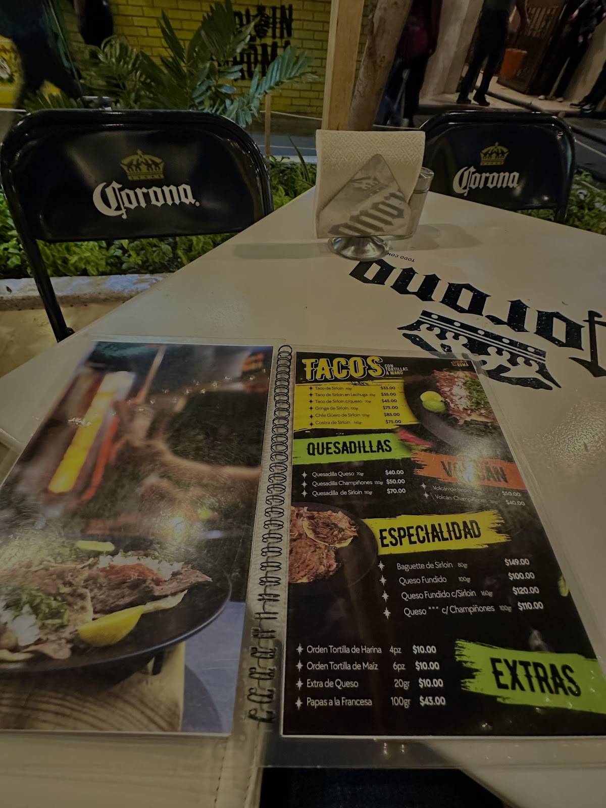 Carta del restaurante El Sirloin del la Roma, Naucalpan del Juárez
