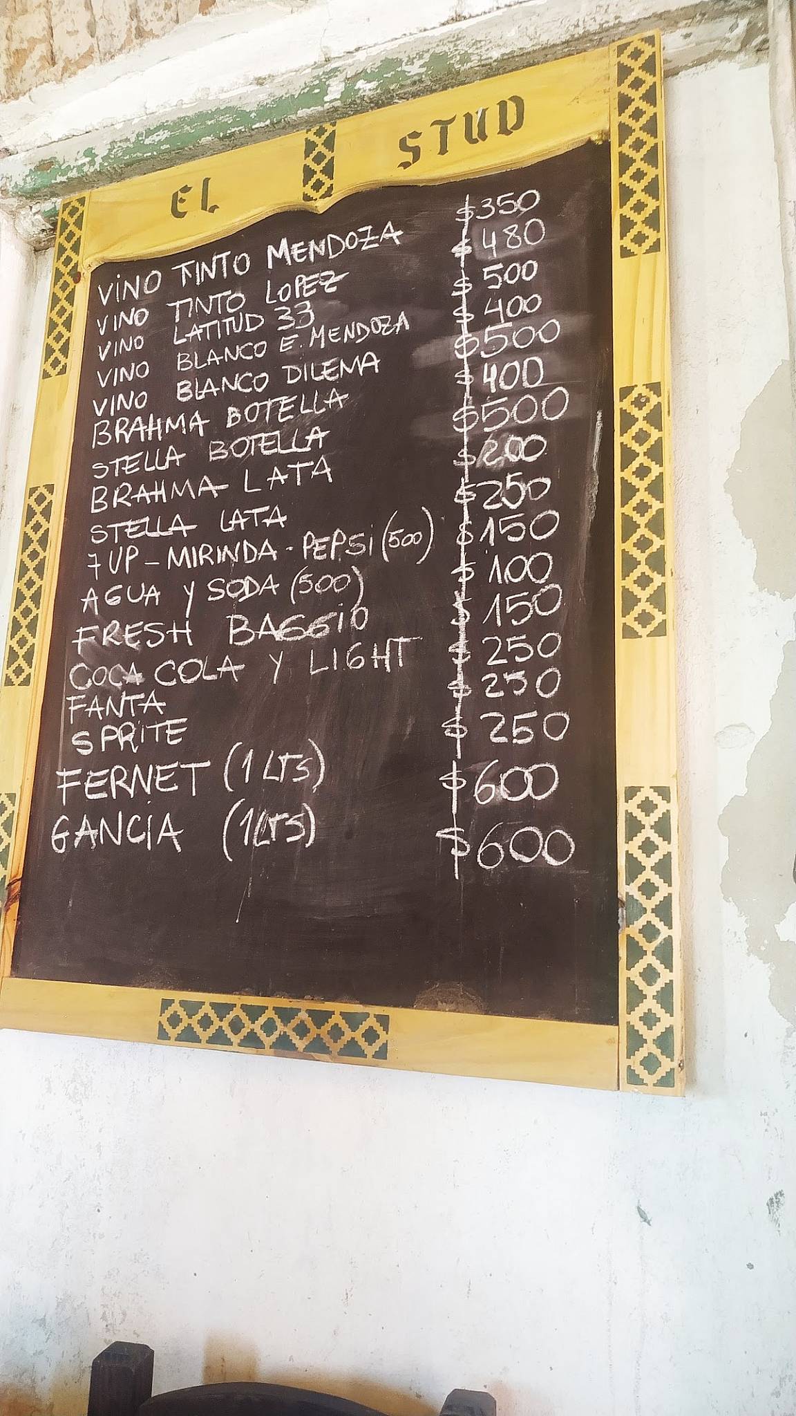 Carta de El Stud restaurante de campo, Castilla