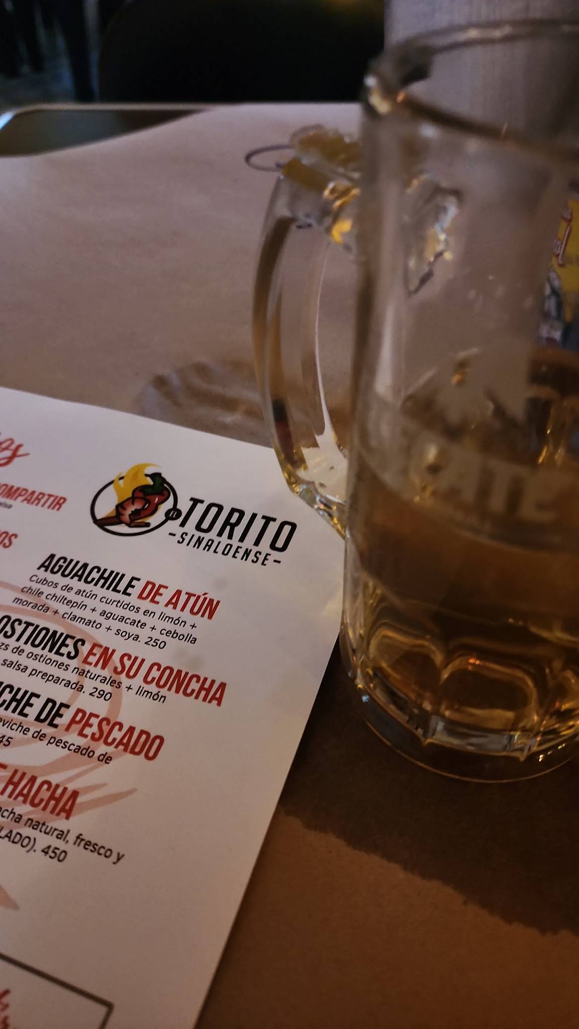 Menu at El Torito Sinaloense Saltillo restaurant, Saltillo