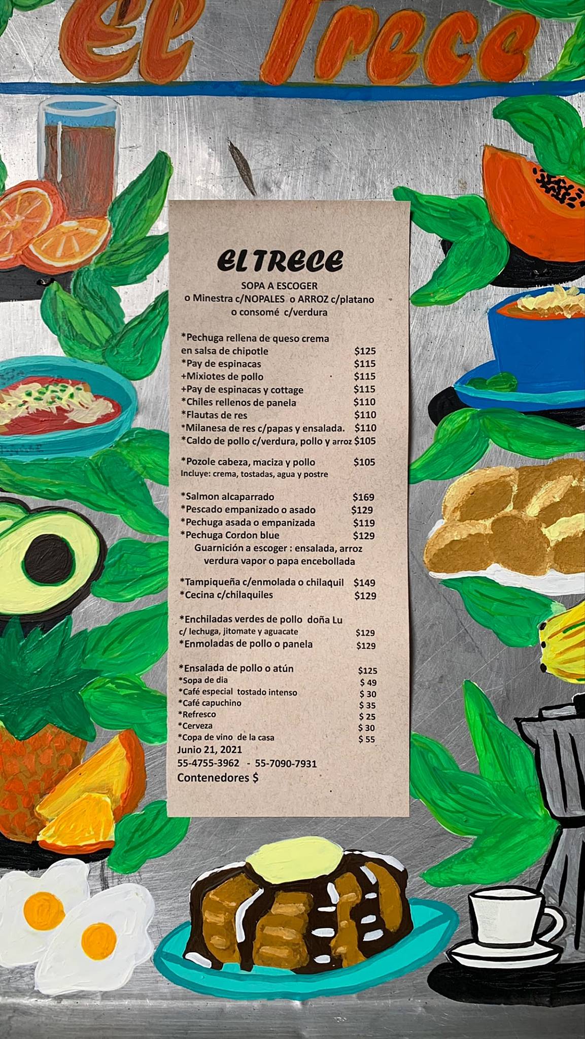 Carta del restaurante El Trece, Ciudad del México, Río Guadiana 18