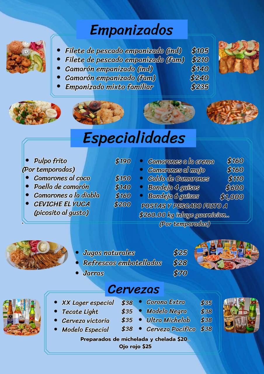 Carta del restaurante El Yuca Cocteleria y Mariscos, Tekax del Álvaro ...