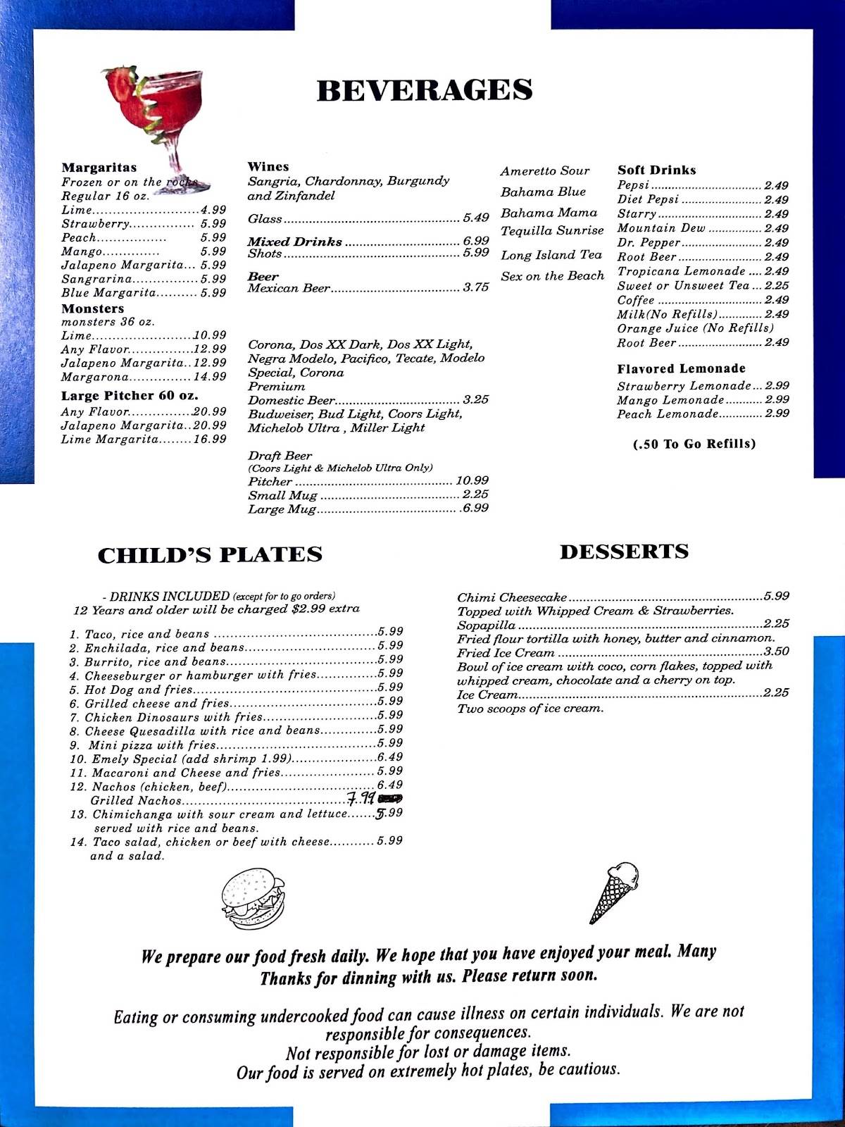Menu at El agave mexican restaurant, Vinita