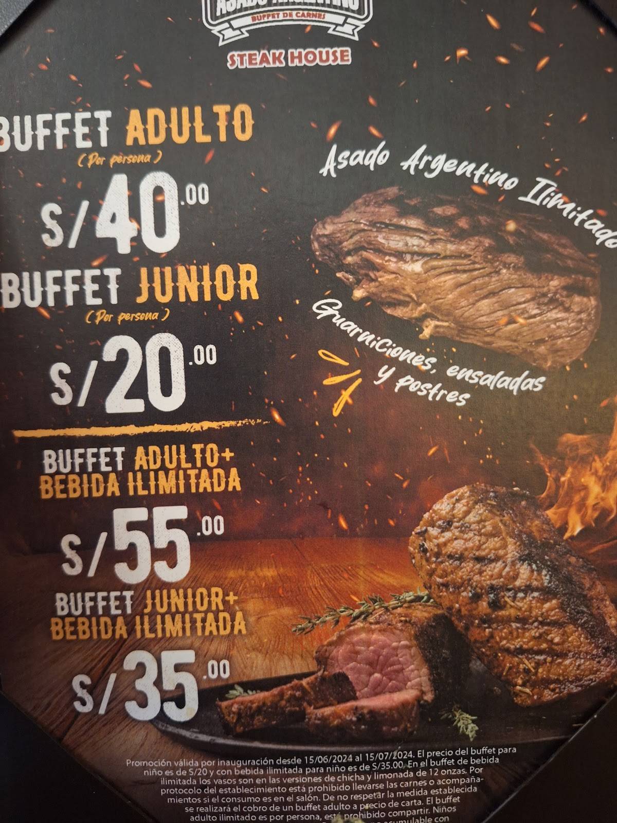 Menu at El asado argentino restaurant, Villa el Salvador