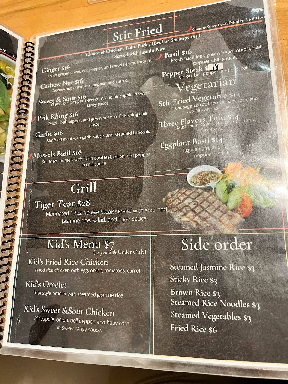 Menu at Elephant Thai Restaurant, South Charleston