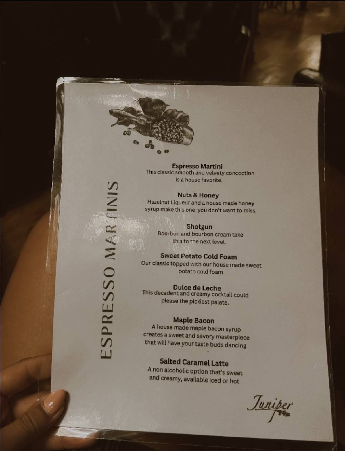 Menu at Juniper pub & bar, Elizabeth City