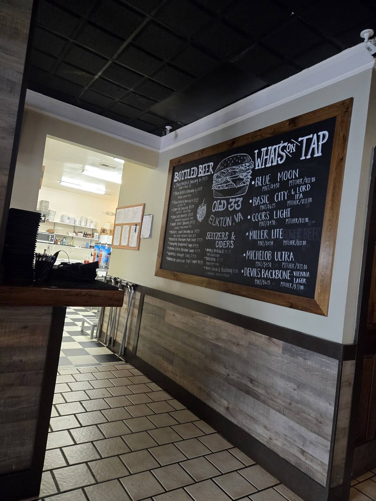 Menu at Old 33 Beer & Burger Grill, Inc. pub & bar, Elkton