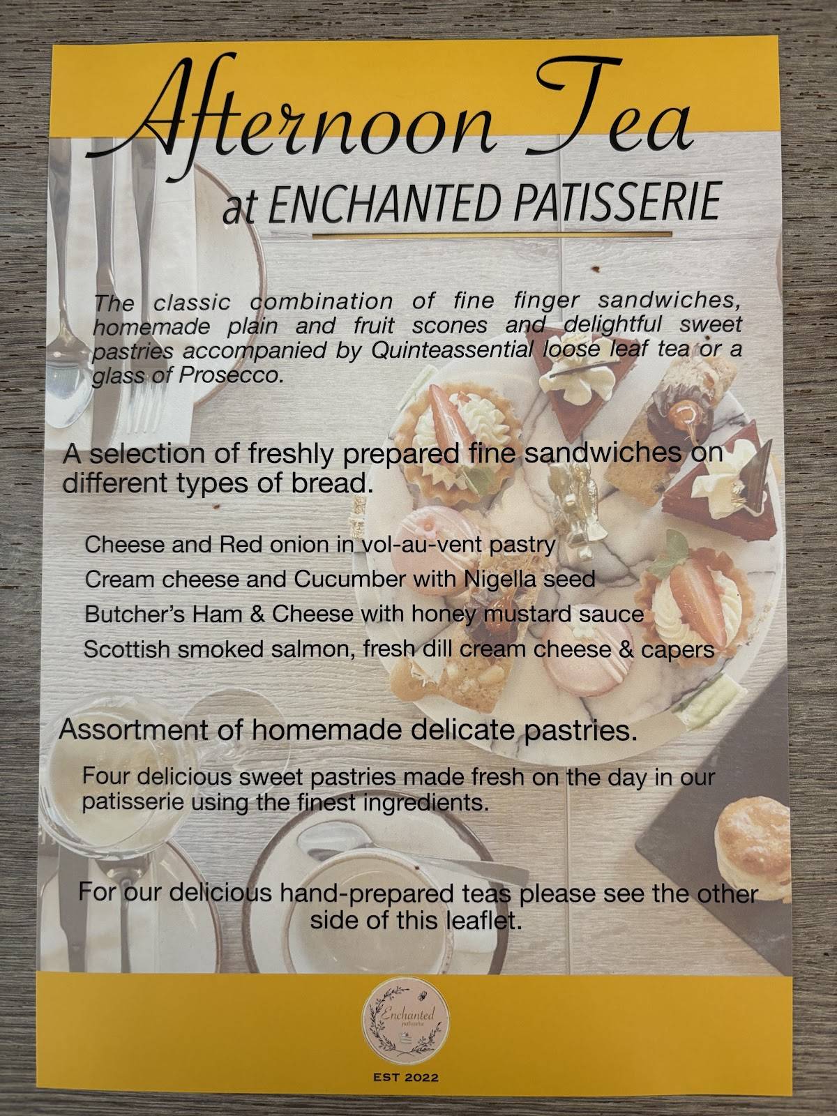 Carta del restaurante Enchanted Patisserie, Chester