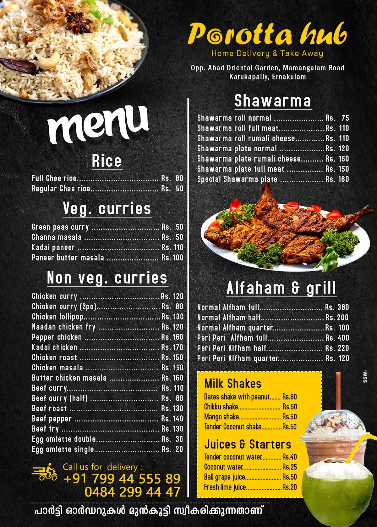 Menu at Porotta hub - Best Nool porotta - variety porota kizhi parotta ...
