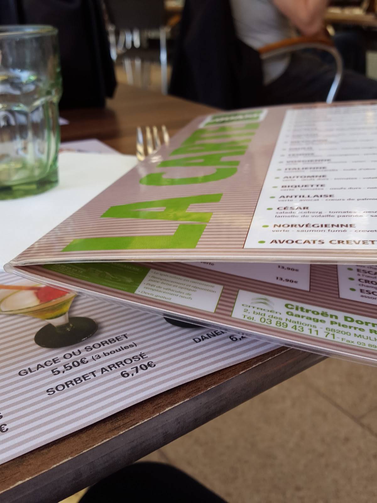 Menu au Espace Squash 3000 restaurant, Mulhouse
