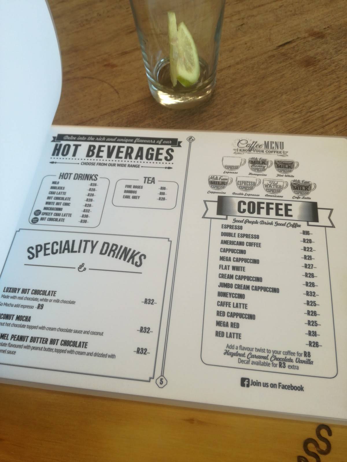 Menu at Essence. restaurant, Pietermaritzburg