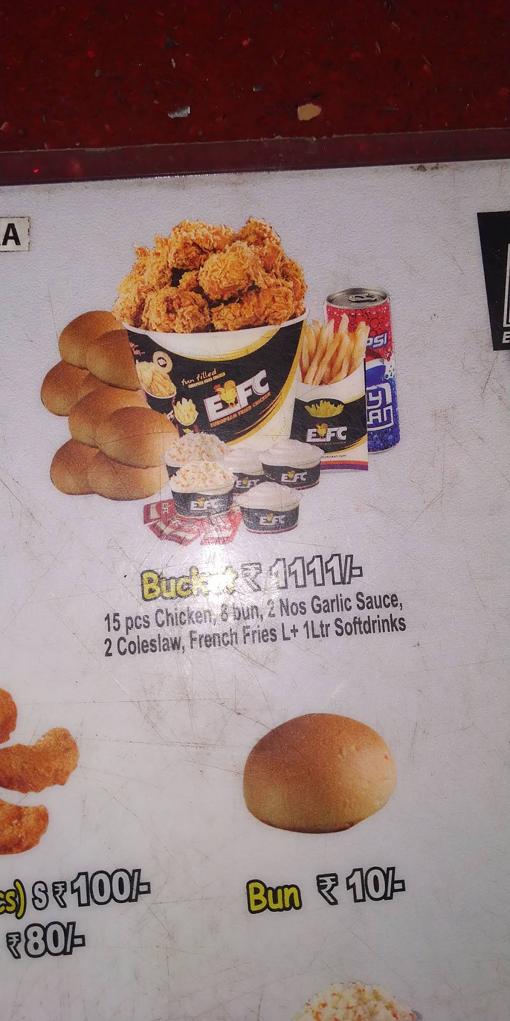 Menu at European Fried Chicken (EFC), Thrissur, G67C+F2F