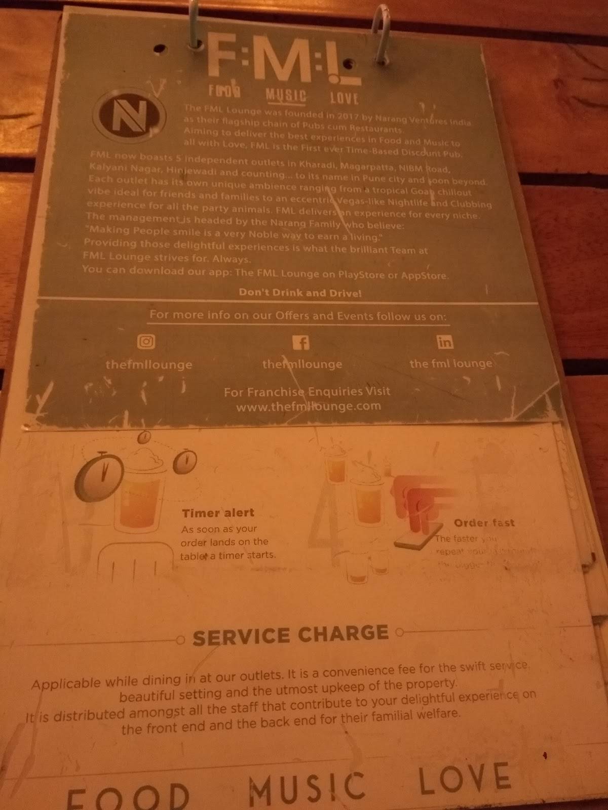 Menu at FML- Food Music Love (Kalyani Nagar), Pune, Rooftop