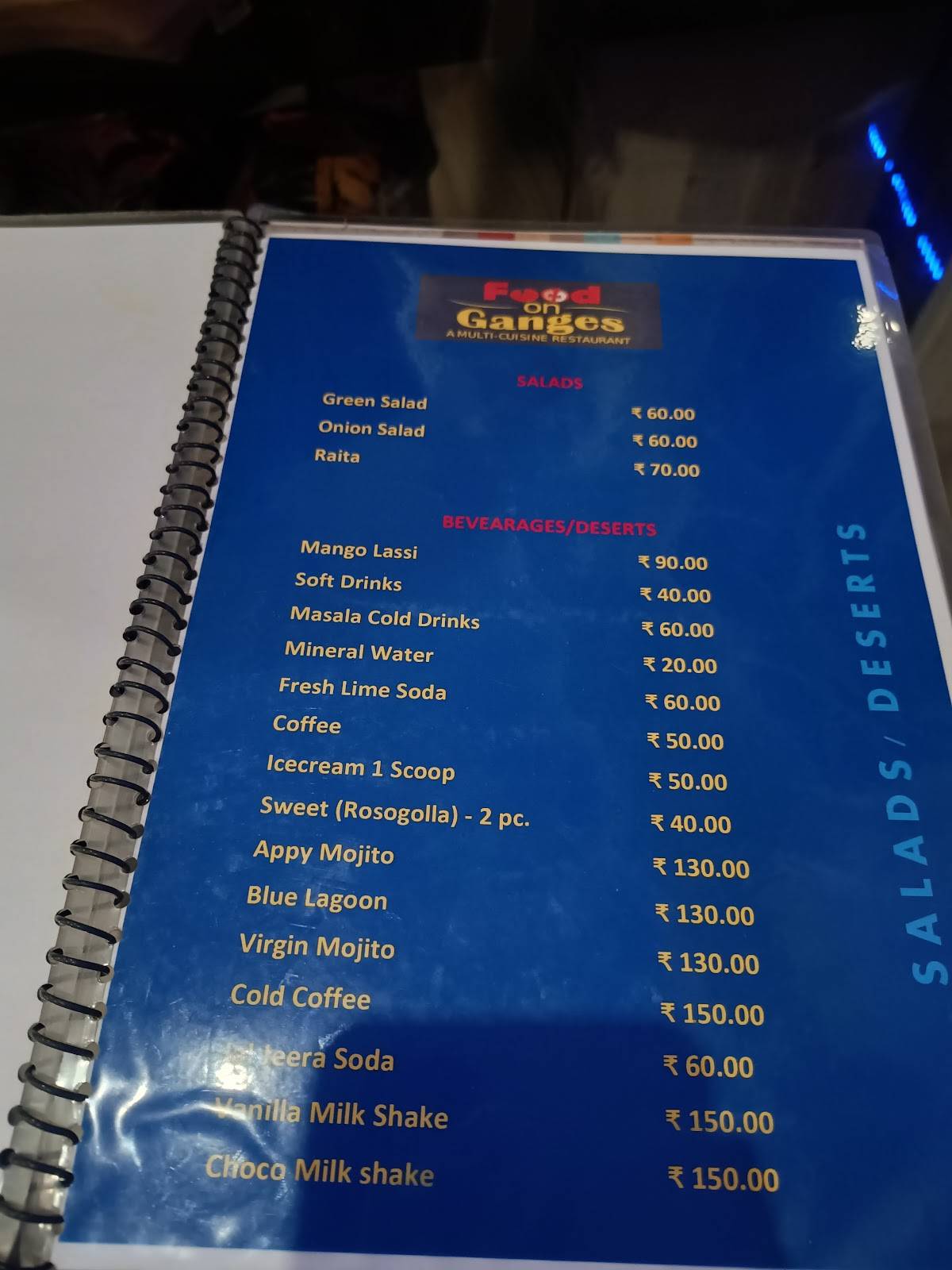 Menu at FOOD ON GANGES, Howrah