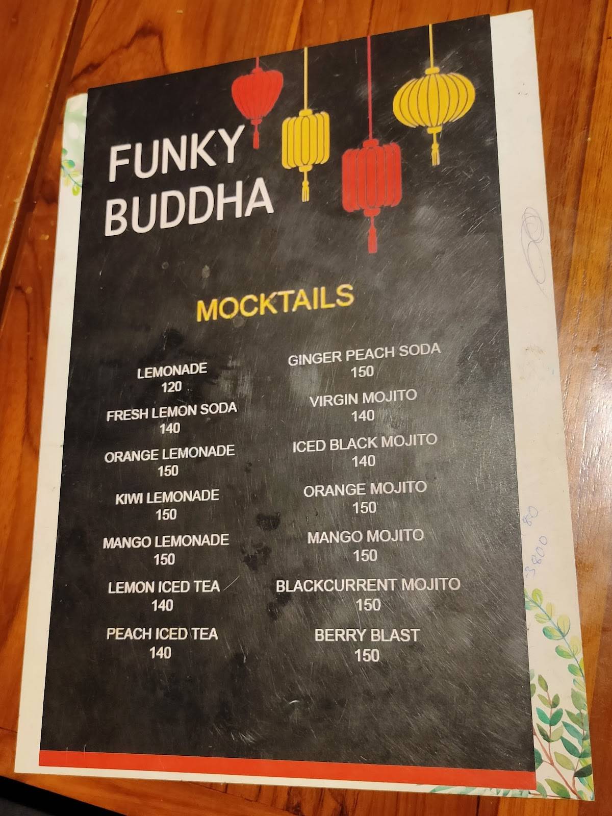 Menu at FUNKY BUDDHA, Dimapur