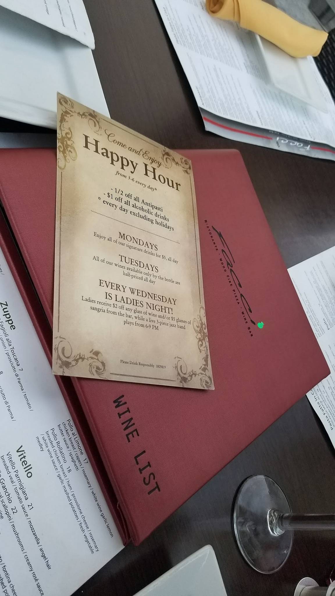 Menu at Facci Ristorante of Turf Valley pub & bar, Ellicott City