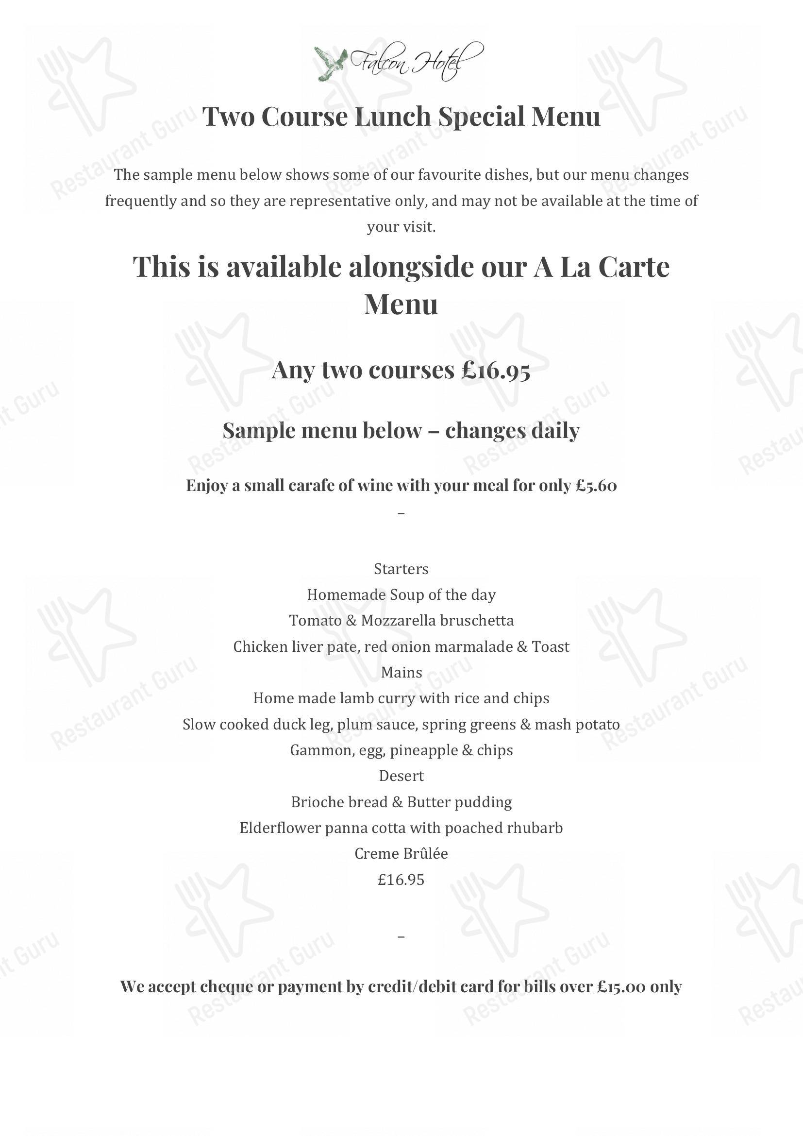 Menu at Falcon Hotel pub & bar, Carmarthen