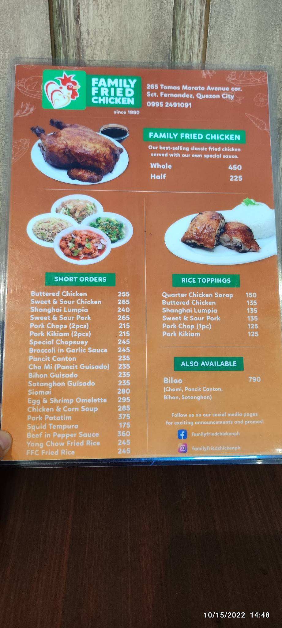 Menu at Family Fried Chicken - Tomas Morato restaurant, Quezon City