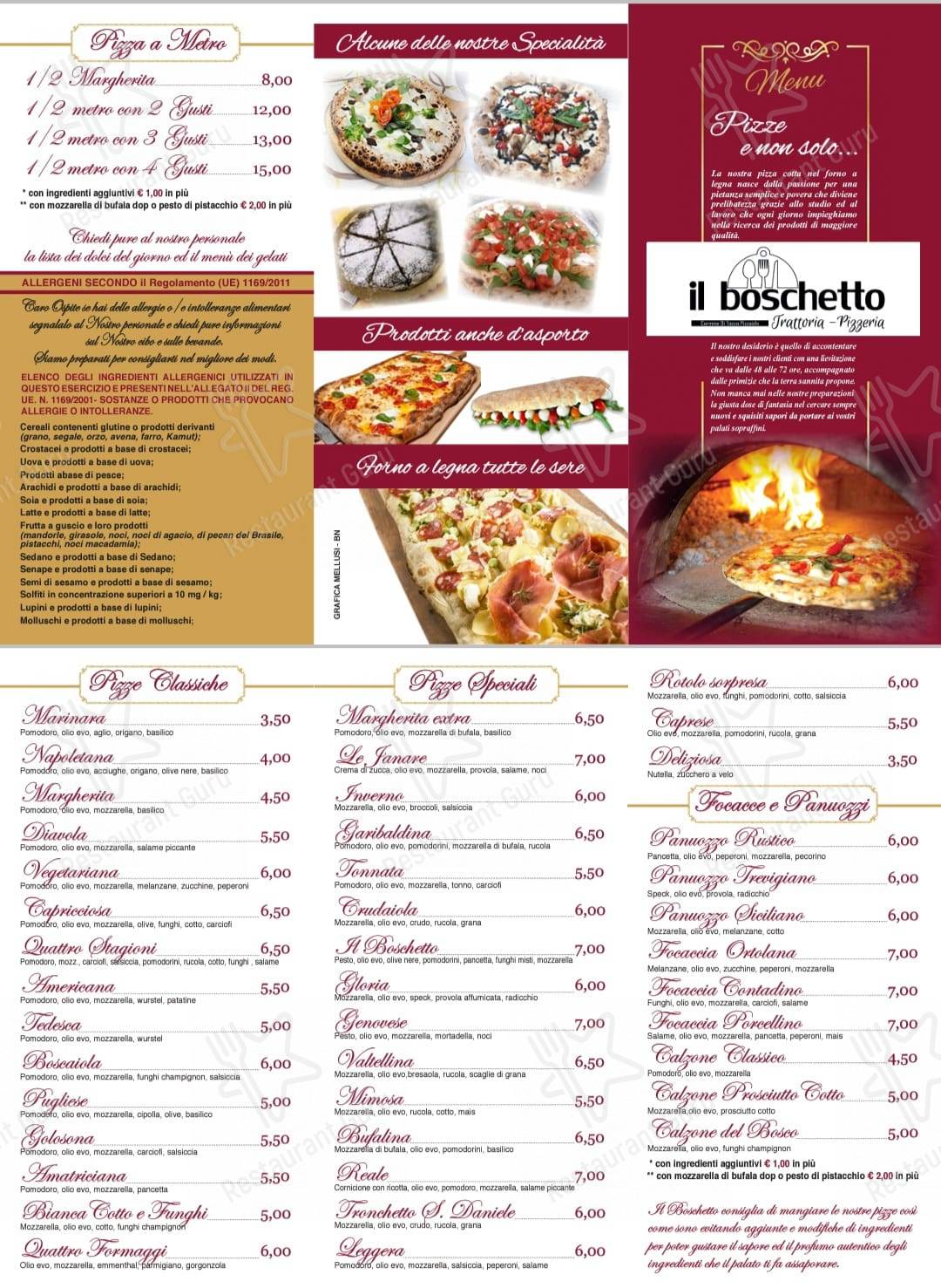 Menu da Trattoria tipica e pizzeria Il Boschetto, Benevento