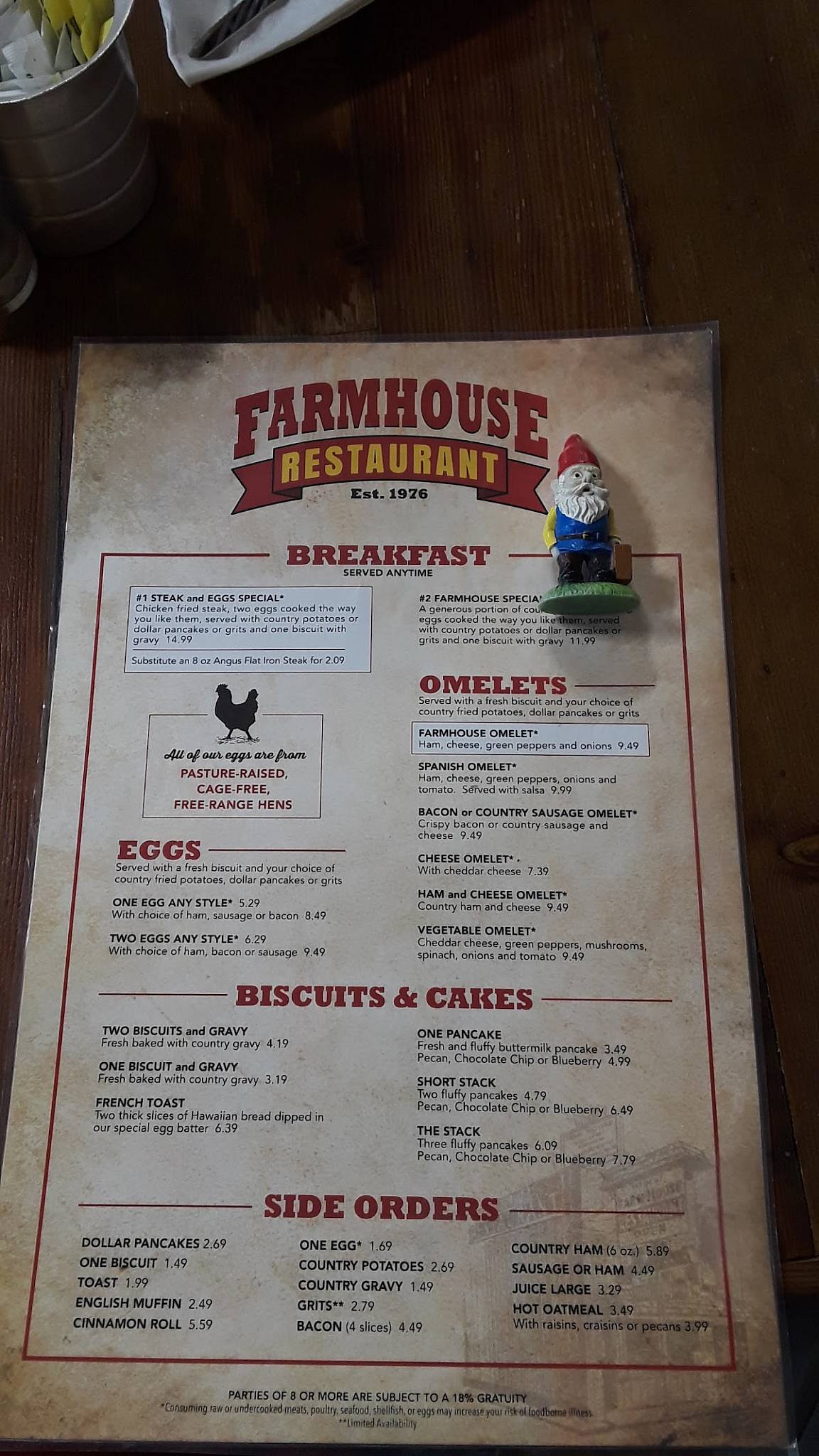 Menu at Farmhouse Restaurant, Branson