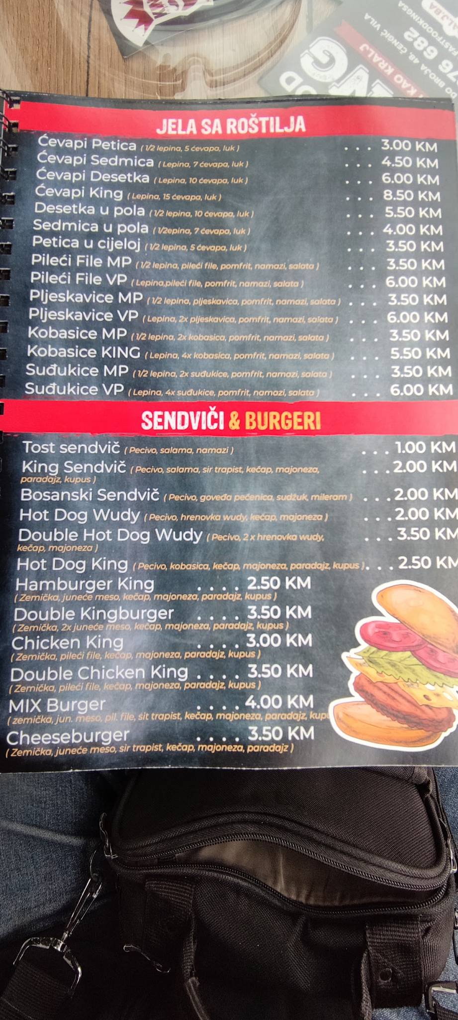 Menu at Fast Food KING 3, Sarajevo