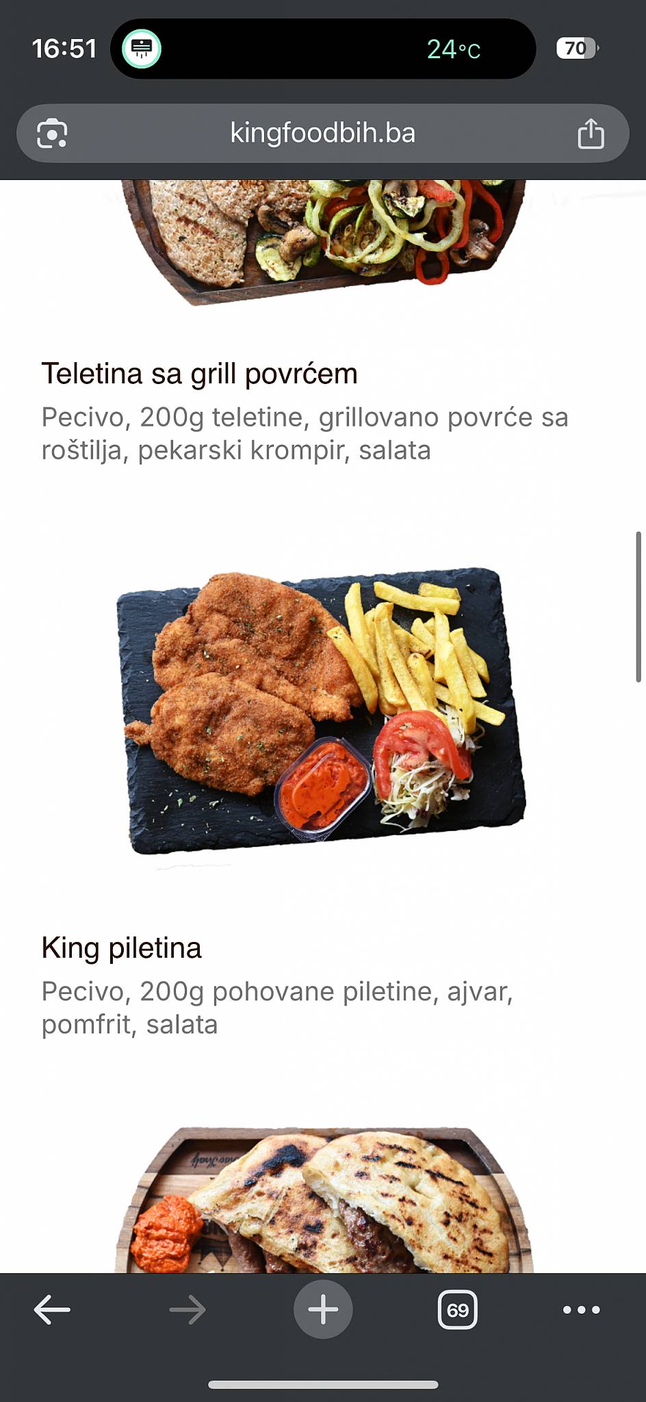 Menu at Fast Food KING 3, Sarajevo