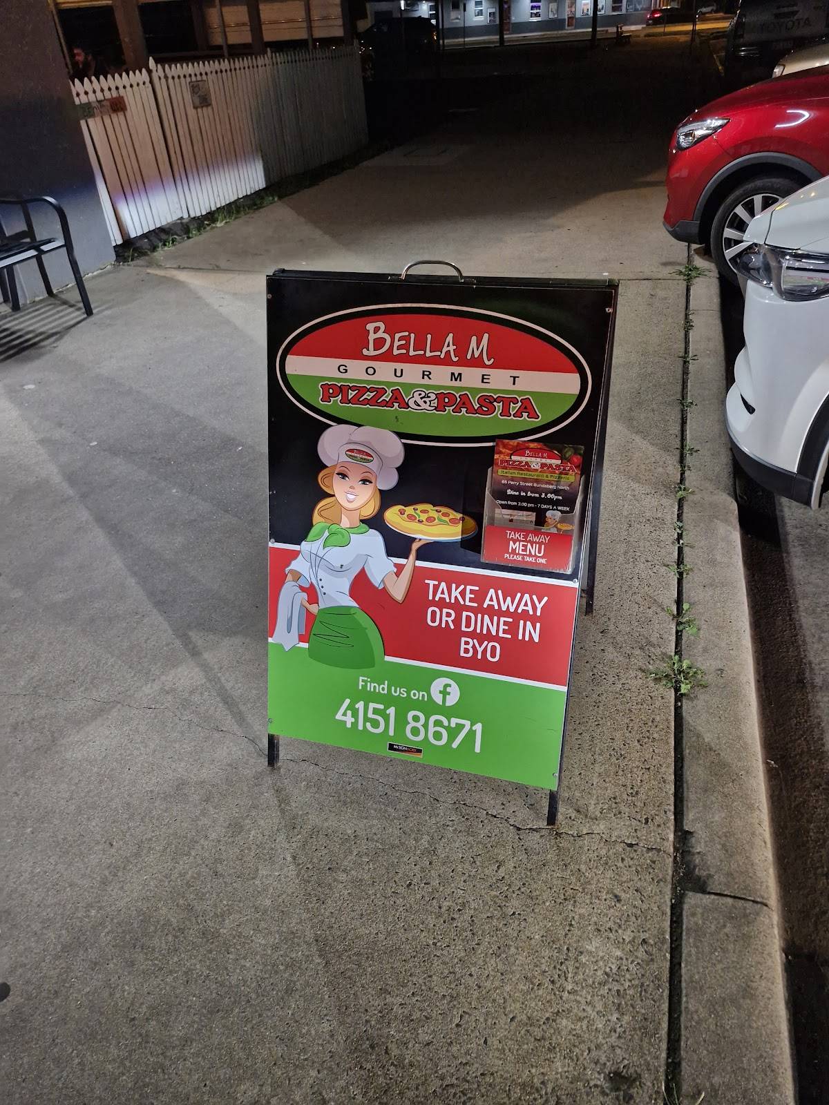 Menu at Bella M Pizzas fast food, Bundaberg North