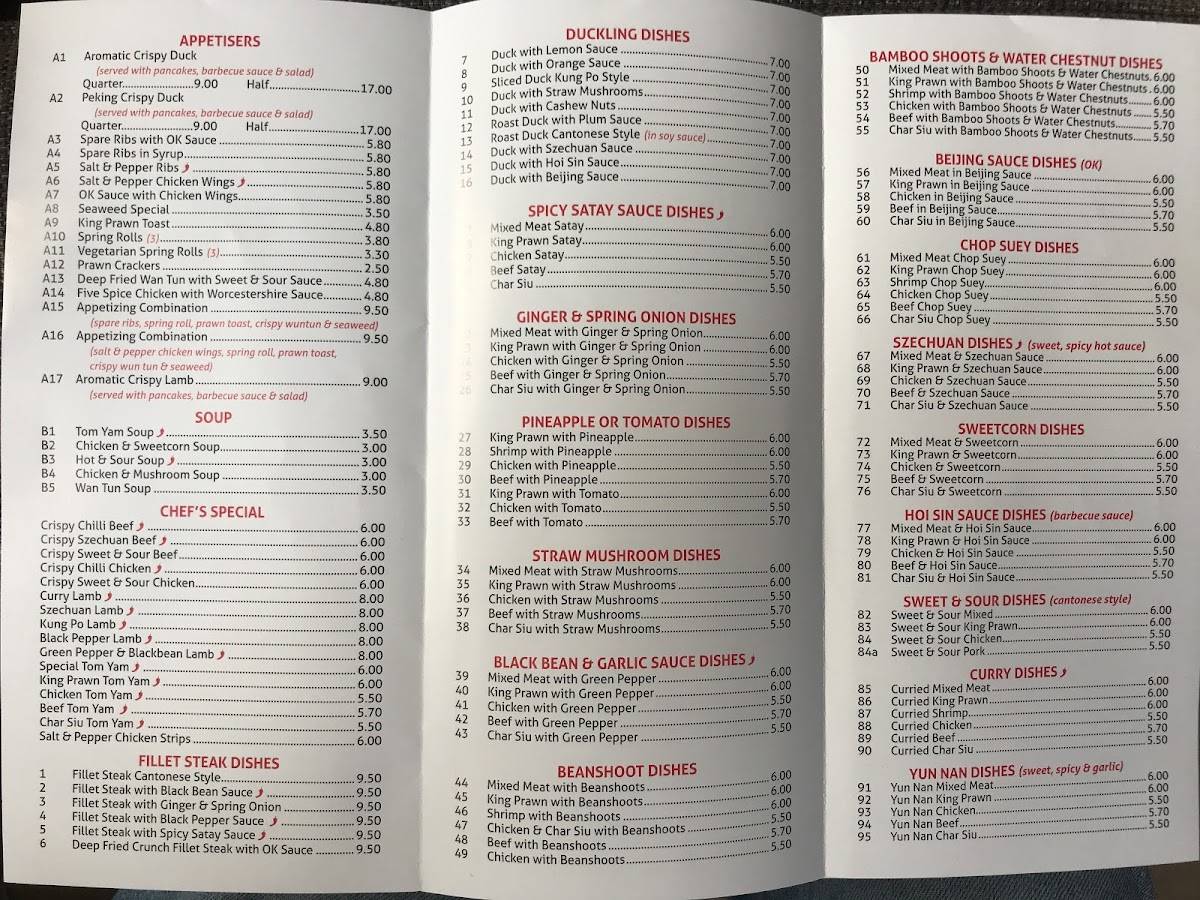 Menu at Chop Sticks fast food, Huddersfield