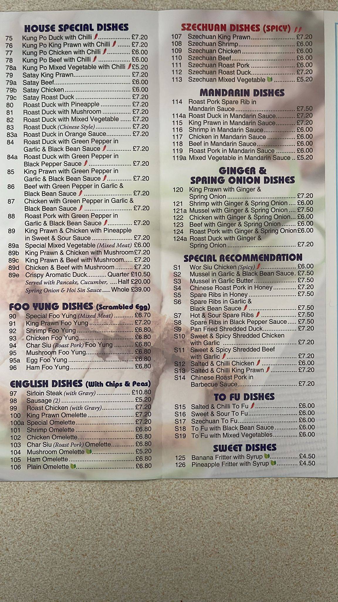 Menu at Chun Wah fast food, Ashford