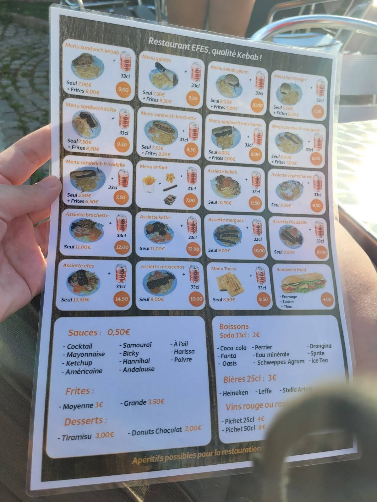 Menu au Efes Kebab Merville livraison emporter sur place 365j/365 fast ...