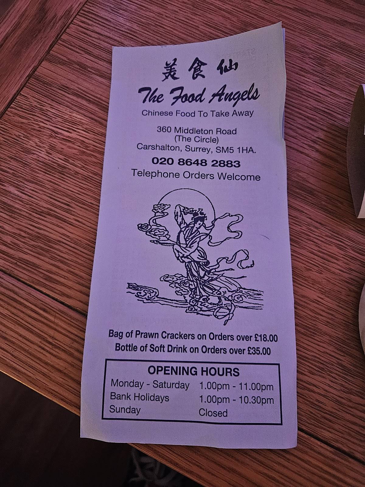 Menu at Food Angels Chinese Takeaway fast food, Carshalton, 360 ...